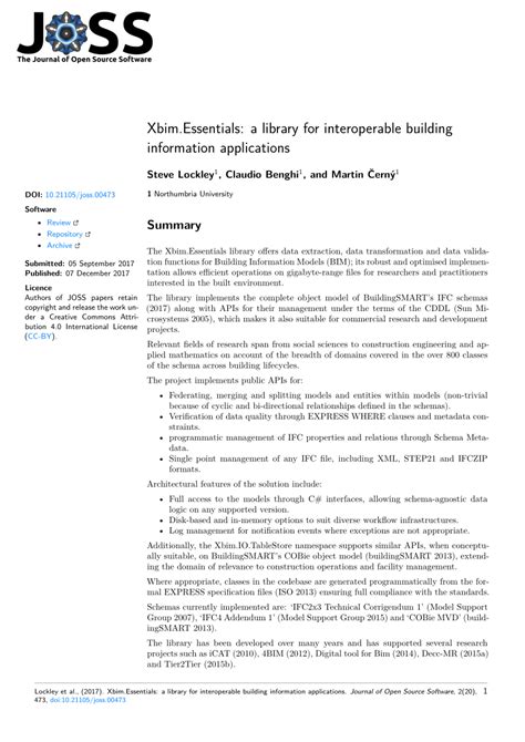 Pdf Xbimessentials A Library For Interoperable Building Information