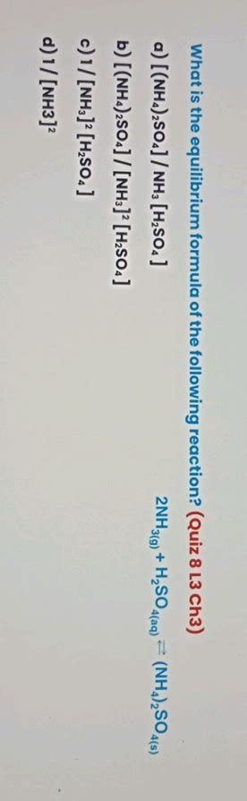 What Is The Equilibrium Formula Of The Studyx