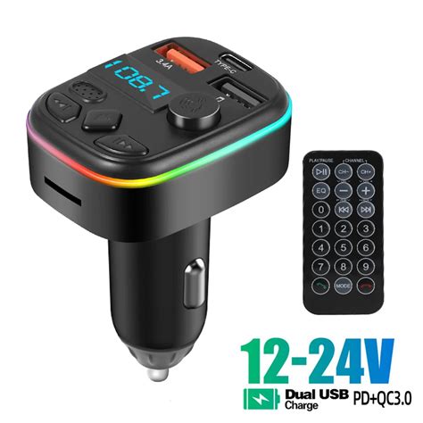 Car Bluetooth 5 0 FM Transmitter Handsfree Car Kit With PD 20W Type C Dual USB PD Fast Charging