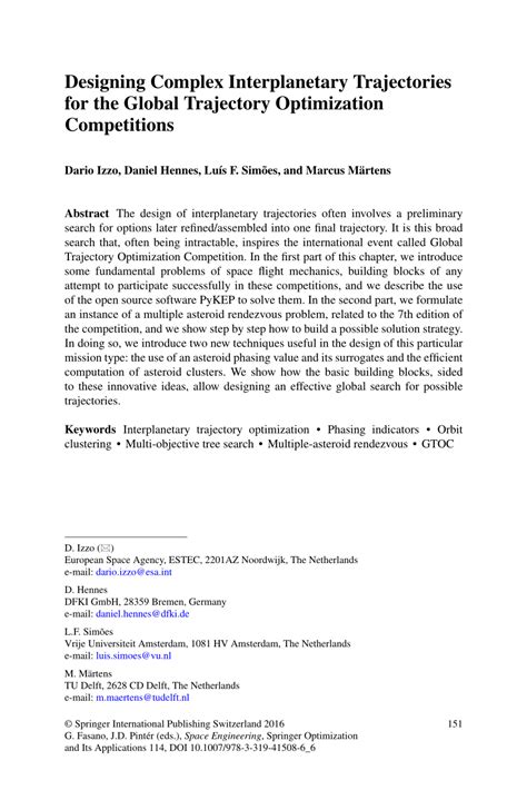 Pdf Designing Complex Interplanetary Trajectories For The Global Trajectory Optimization