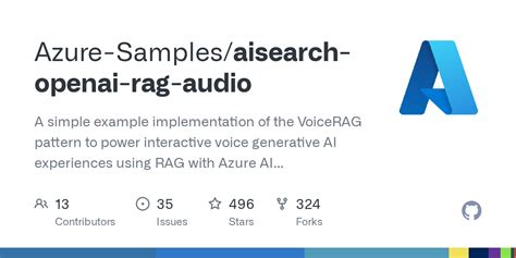 github azure samples aisearch openai rag audio a simple example implementation of the