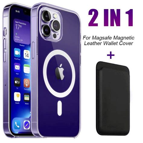 กระเป๋าสตางค์หนังสำหรับ Magsafe เคสใสระบบแม่เหล็กชาร์จไร้สายสำหรับ Iphone 13 12 11 14 Pro Max X