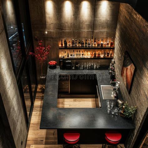 Modern Industrial Bar Interior Design Stock Illustration Illustration
