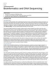 Bioinformatics And DNA Sequencing Lab Activity Rev Docx BIOL Name Bioinformatics And
