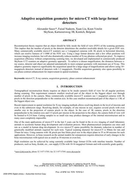 Pdf Adaptive Acquisition Geometry For Micro Ct With Large Format Detectors