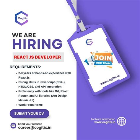 Cogitix Tech Solutions Pvt Ltd On Linkedin We Are Hiring React Js Developer Location Remote