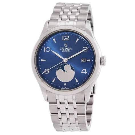Tudor 1926 Luna Automatic Moon Phase Blue Dial Watch M91560 0002 Tudor