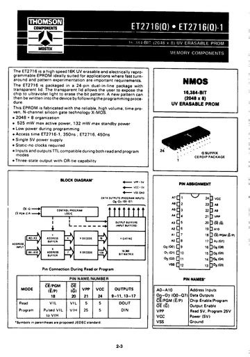 Ic Datasheet 2716 Eprom 2 Free Download Borrow And Streaming Internet Archive
