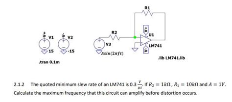 Solved 212 The Quoted Minimum Slew Rate Of An Lm741 Is