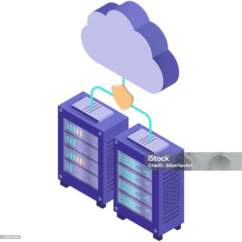Secure Cloud Data Storage Isometric Vector Icon Stock Illustration