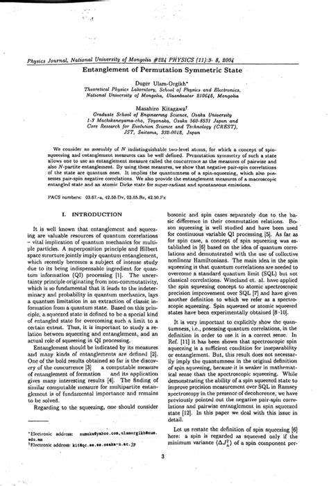 Pdf Entanglement Of Permutation Symmetric State