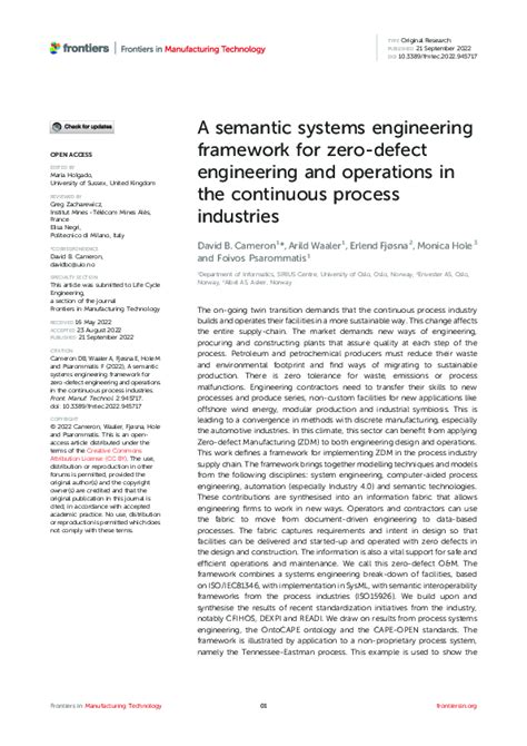 Pdf A Semantic Systems Engineering Framework For Zero Defect Engineering And Operations In The