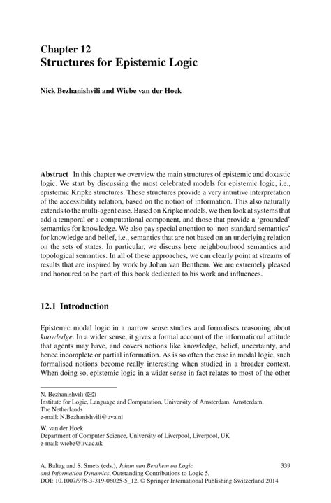 Pdf Structures For Epistemic Logic