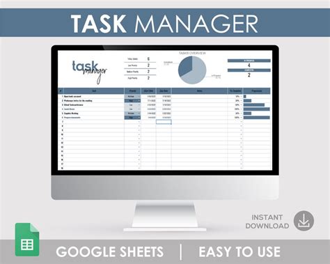 Task Manager Time Management Task List To Do Manager Excel Etsy