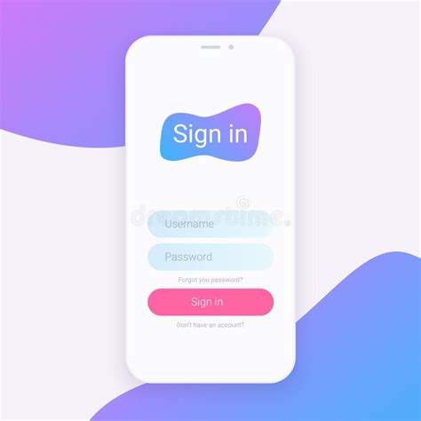 Clean Mobile Ui Design Concept Login Application With Password Form Window Stock Vector