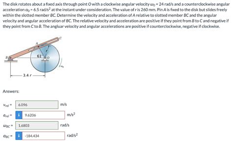 Solved The Disk Rotates About A Fixed Axis Through Point O