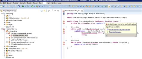 Java Bundleactivator Cannot Be Resolved To A Type While Using Spring