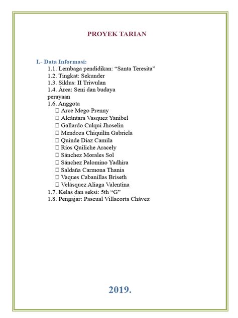 Struktur Proyek Tari Perayaan Pdf