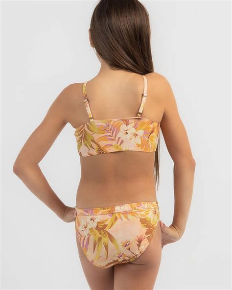 Shop Rip Curl Girls Sunday Swell Rash Vest Set In Peach Fast