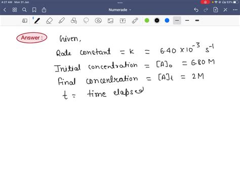 Solved The Decomposition Of Hydrogen Peroxide Follows First Order Reaction Kinetics With A Rate