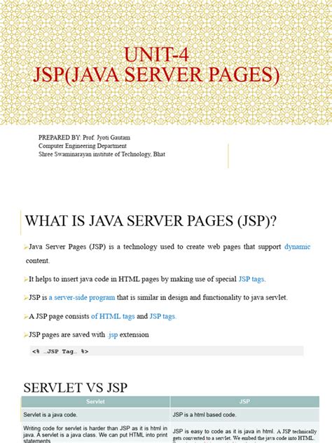 Jsp Java Server Pages Pdf Web Server Internet And Web