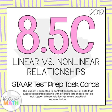 8 5c Linear Vs Nonlinear Relationships Staar Test Prep Teks Task Cards Kraus Math