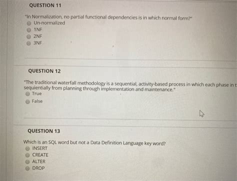 Solved Question 11 In Normalization No Partial Functional