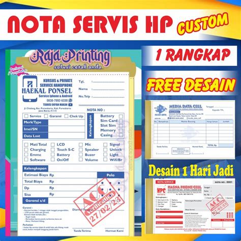Jual Nota Servis Hp Nota Seluler Nota Cellular Nota Jual Beli Hp