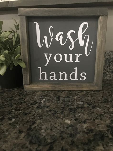 Wash Your Hands Sign Framed Bathroom Decor Guest Bath Etsy