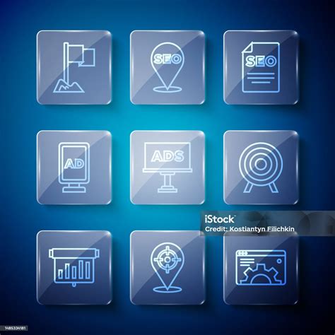 그래프 차트 타겟 스포츠 브라우저 설정 Seo 최적화 광고 위치 마커 및 아이콘으로 라인 보드를 설정합니다 벡터 0명에 대한 스톡 벡터 아트 및 기타 이미지 Istock