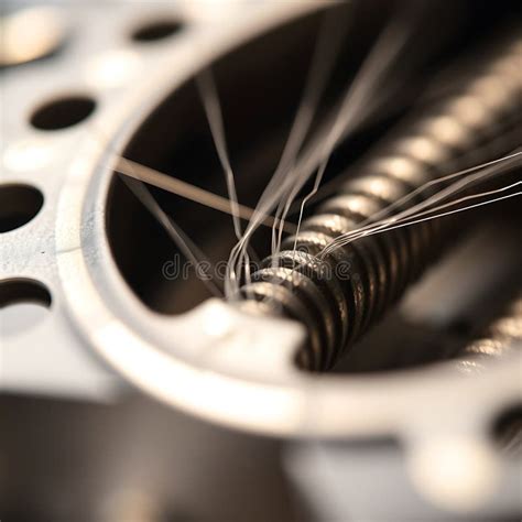 A Macro Image Of A Threading Die With Metallic Threads In Motion