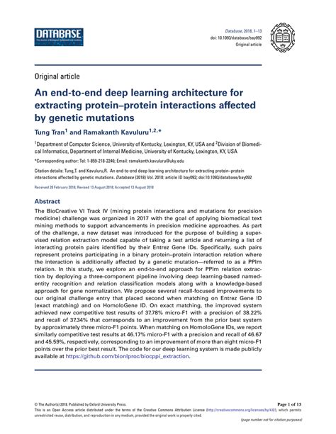 Pdf An End To End Deep Learning Architecture For Extracting Protein