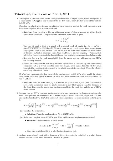 Tutorial 8 Solns 2011 PDF Physics Science