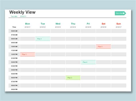 EXCEL Of Plan Sheet And Weekly View Xlsx WPS Free Templates