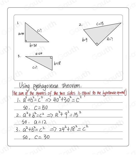 Solved Direction Using Pythagorean Theorem Finc In Each Right