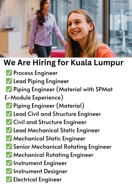 We Are Hiring For Kuala Lumpur Process Engineer Lead Piping Engineer Oil Gas Vacancies