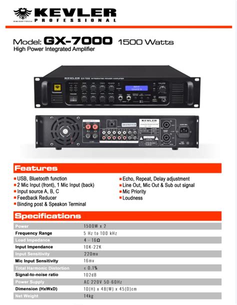 Kevler Karaoke Amplifier Gx 7000 Lazada Ph