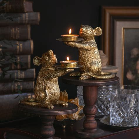 Pair Of Gold Mouse Candle Holders Carbon Row