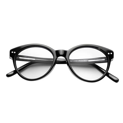 Stylish Black Plastic Glasses With A Clear Lens Showcased From A Point