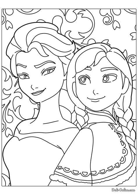 Раскраска Эльза и её сестра Анна распечатать или скачать