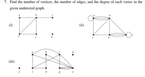 7 Find The Number Of Vertices The Number Of Edges And The Degree Of Each Vertex In The Given