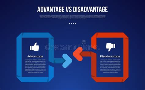 Advantage Vs Disadvantage Infographic For Comparison Data With Outline Ribbon Arrow With Shadow