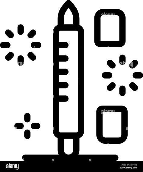 Line Art Icon Of A Space Rocket Launching With Fireworks Exploding In The Background Stock