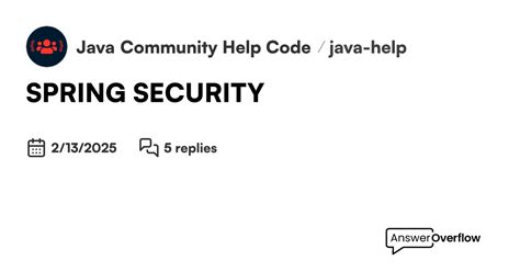 Spring Security Java Community Help Code Learn