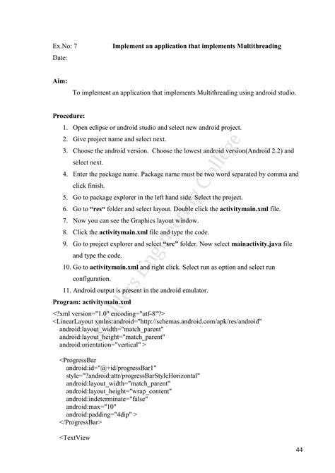 Cs6611 Mobile Application Development Lab Manual 2018 19 Pdf