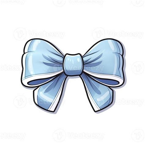 Cartoon Bow Clipart With Blue Ribbon On White Background Generative Ai