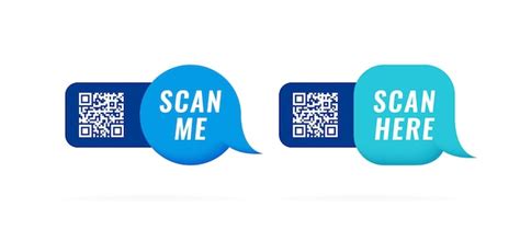 비문이 있는 Qr 코드 3d 음성 버블은 저를 스캔하고 스마트폰 결제 웹 모바일 앱 전자상거래 벡터 일러스트레이션을 위한 Qr