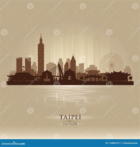 Taipei Taiwan City Skyline Vector Silhouette Stock Vector Illustration Of Taipei High 113883741