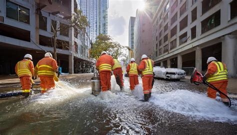 A Sewer Overflow Event In A City Street With Water Surging From