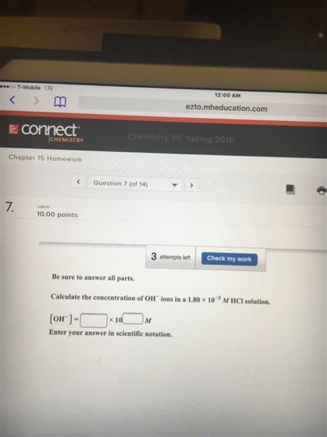 Solved Calculate The Concentration Of OH Ions In A Chegg Com